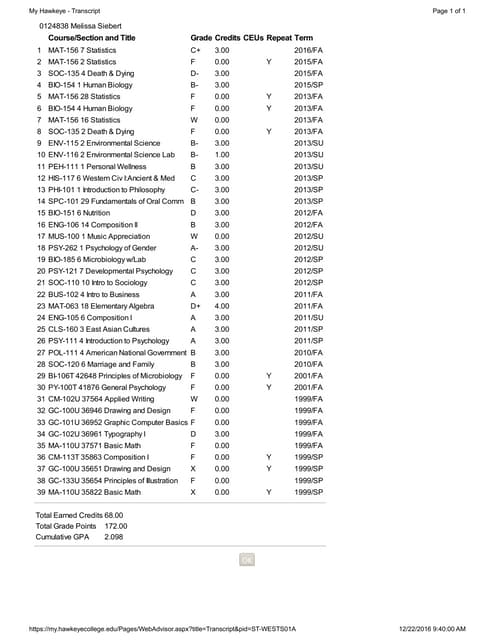 final unofficial transcript | DOCX