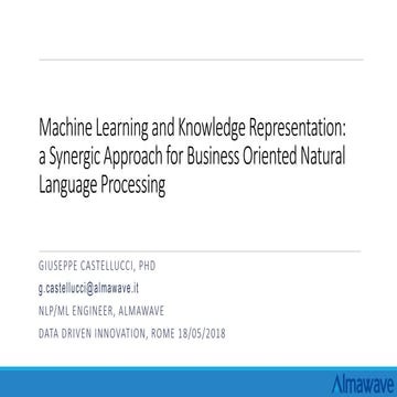 Machine Learning and Knowledge Representation: a Synergic Approach for ...