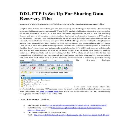 Ddl ftp is set up for sharing data recovery files | PDF
