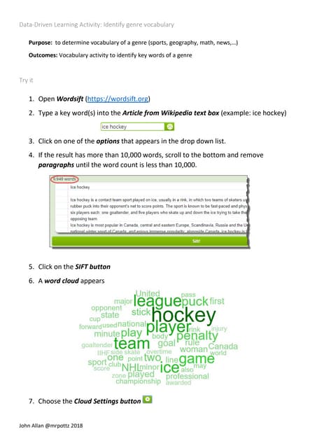 DDL WordSift Activity 7- Study Key Vocabulary before writing activity | PDF