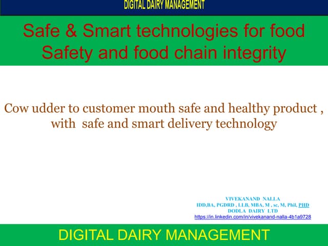 Role of Digitalisation and Technology in Dairy Supply Chain Managementl ...