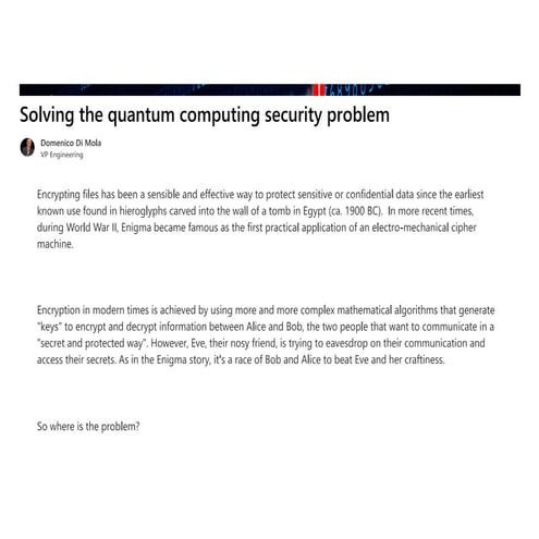 Solving the quantum computing security problem | PDF
