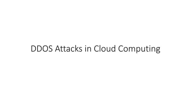 Ddos Attack In Cload Environments Ppt