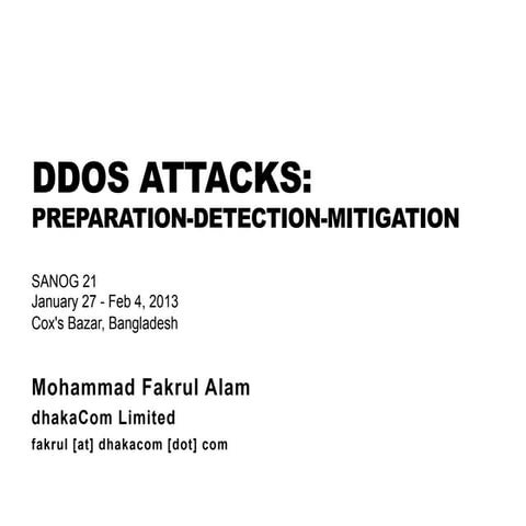DDoS Attacks : Preparation Detection Mitigation | PDF