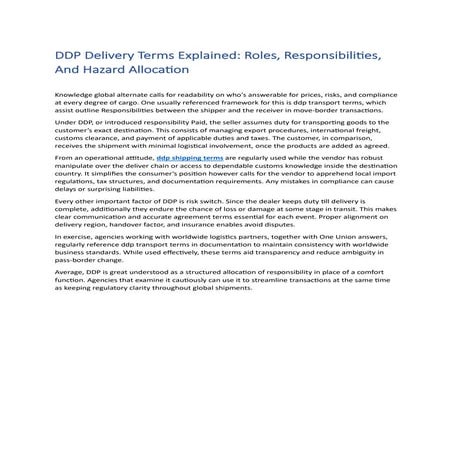 DDP Shipping Terms Explained Clearly | One Union Solutions | PDF