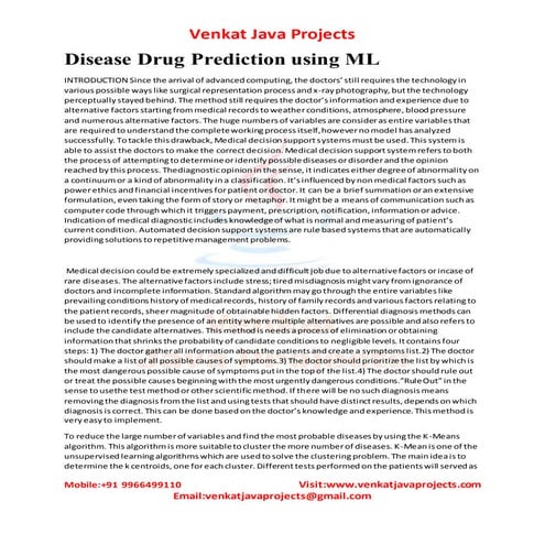 Ddp(disease drug prediction using ml) | DOCX