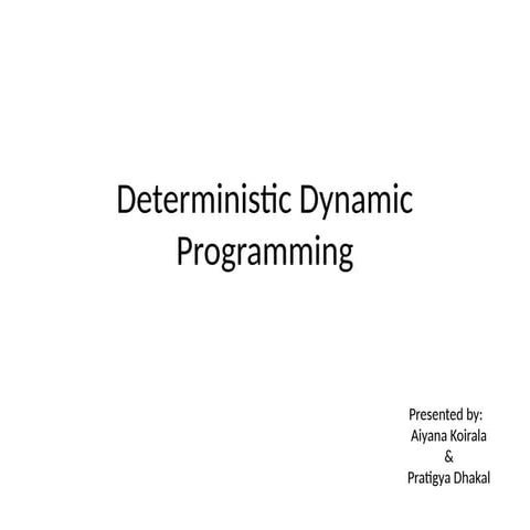 Deterministic Dynamic Programming Presentation | PPTX