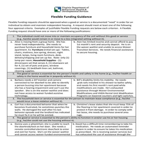 DDS Flexible Funding Guidance Chart with Examples | PDF