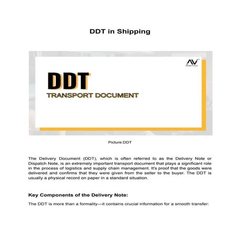 DDT in Shipping in Business to Business platform | PDF