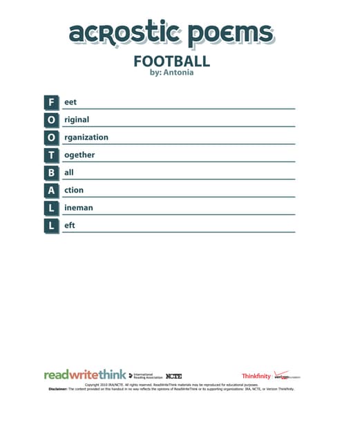 Acrostic poem | PDF