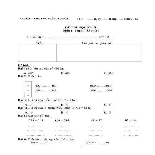 De kiem-tra-hoc-ky-2-mon-toan-lop-2-truong-th-lam-xuyen | PDF