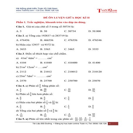De thi-on-tap-cuoi-hk1-toan2 | PDF