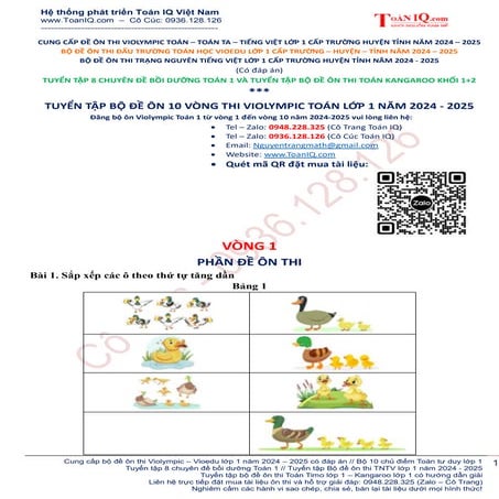 Violympic Toán lớp 1 từ vòng 1 đến vòng 9 năm 2025 - 2026 | PDF