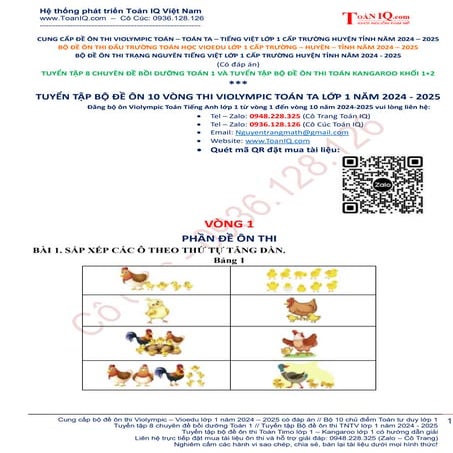 Violympic Toán lớp 1 từ vòng 1 đến vòng 9 năm 2025 - 2026 | PDF