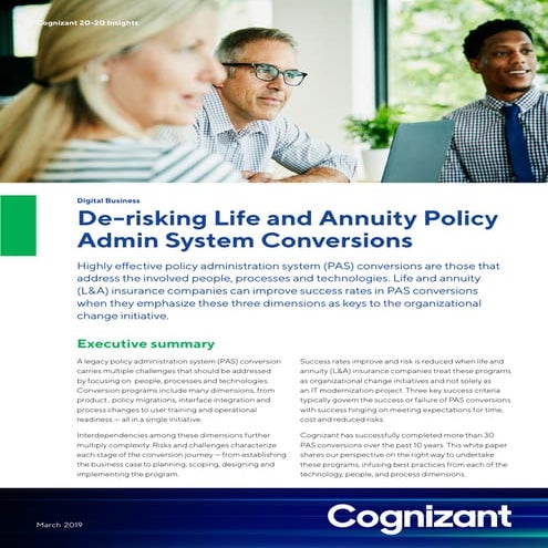 De-risking Life and Annuity Policy Admin System Conversions | PDF ...