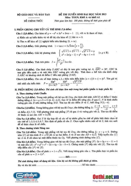 Dap an-de-thi-tot-nghiep-thpt-mon-ly-nam2013 | PDF