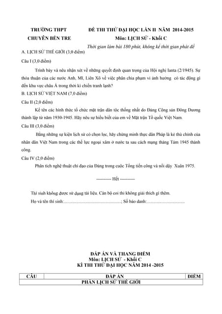 Dap an-de-thi-dai-hoc-mon-lich-su-khoi-c-nam-2014 | PDF