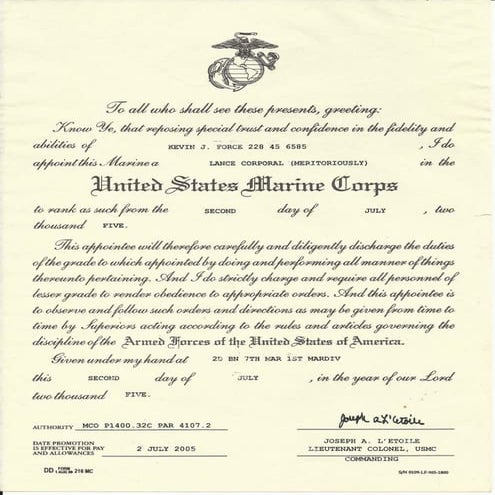 Lance Corporal Promotion | PDF