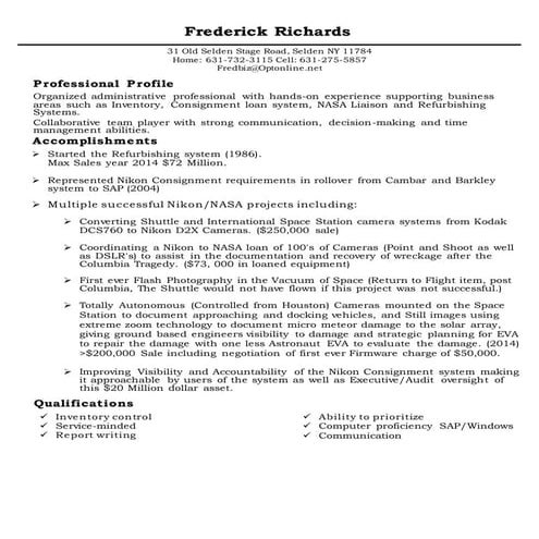 Frederick Richards Resume | DOCX