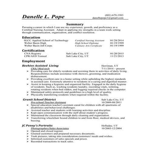 danelle pope resume 2015 | PDF