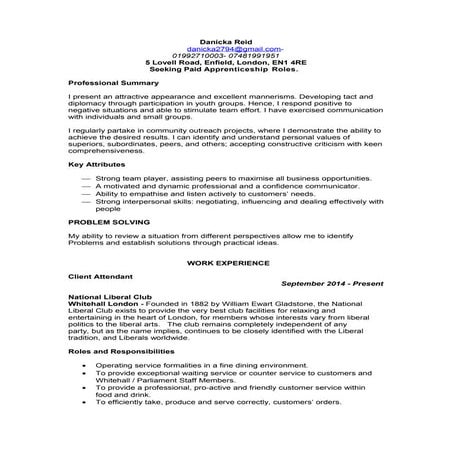 Danicka Reid CV | PDF