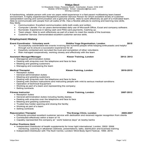 CV 16.12.15 Reception | PDF