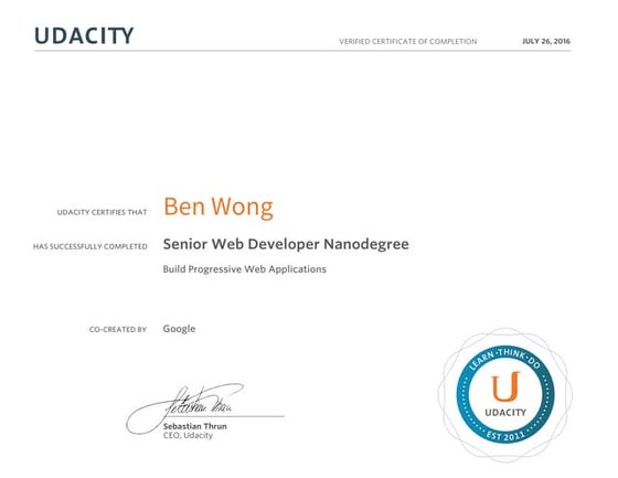 certificate Front-End Web Developer Nanodegree | PPT