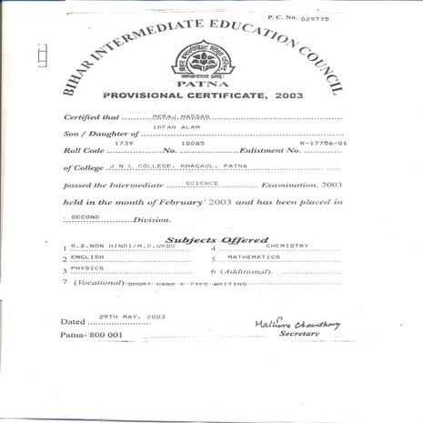 12th provisional certificates | PDF