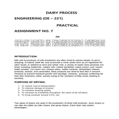Spray drying pdf In food industry. | PDF