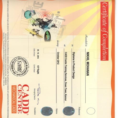 CADD CERTIFICATE-DIPLOMA IN PRODUCT DESIGN | PDF