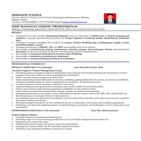 Himansu Panda-Resume | DOC