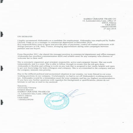 Reference letter from Sadko (with stamp) | PDF