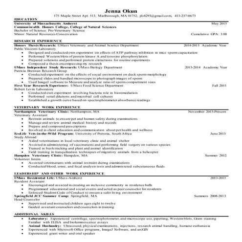Jenna Okun's Resume (lab research) | PDF