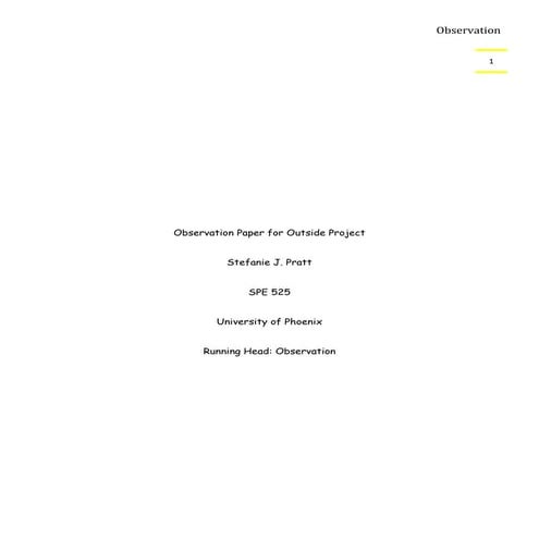 Observation Paper for Outside Project 2 | DOC | Daycare and Pre-School ...