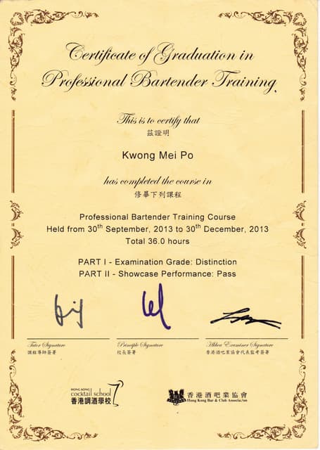 International Bartender License and Management Diploma (IBA) | PDF