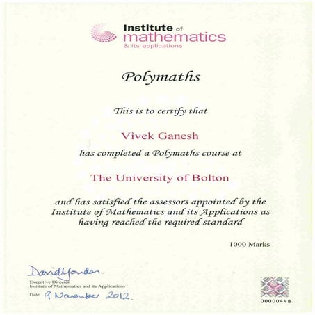 Polymaths Certificate | PDF