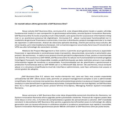 Ce noutati aduce ultima generaatie a SAP Business One | PDF | Free Download