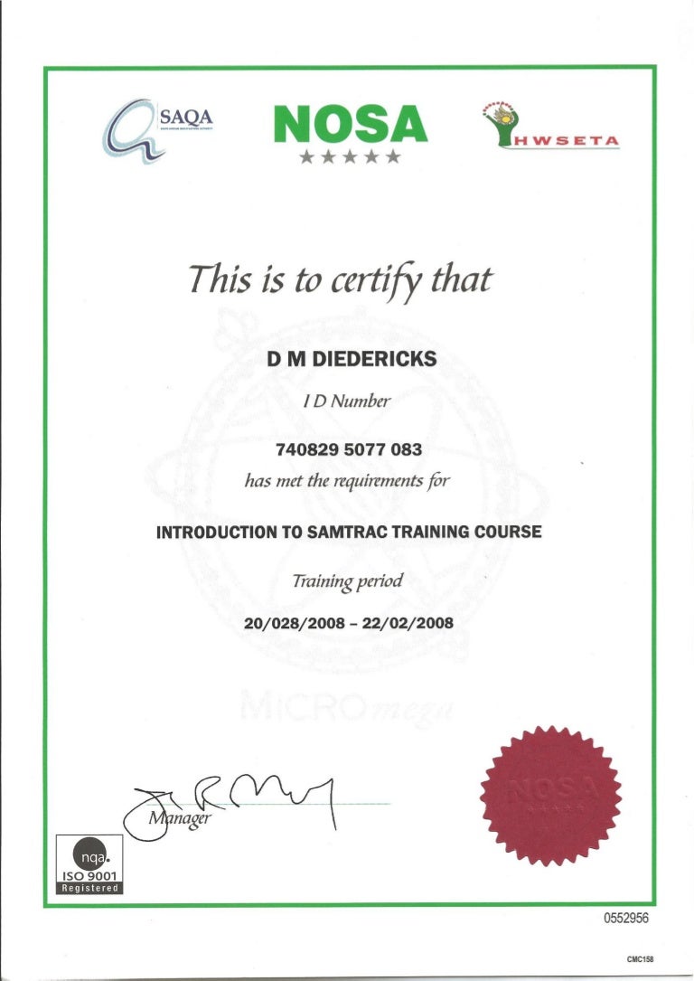 Introduction to Samtrac Training Course - NOSA