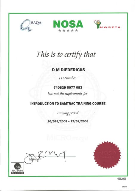 NOSA-Introduction To SAMTRAC | PDF