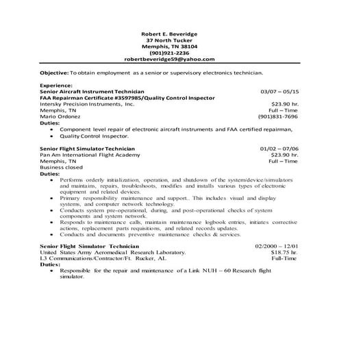 Beveridge, Robert resume | DOCX