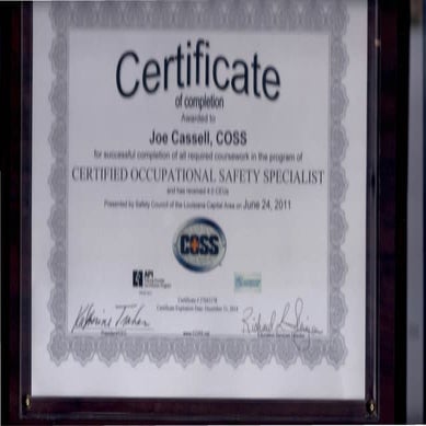 Joe Cassell's COSS Certification | PPT