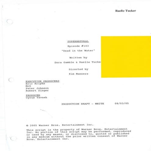 Supernatural 1.03 Dead in the Water script | PDF