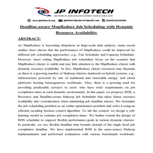 Deadline Aware Mapreduce Job Scheduling With Dynamic Resource