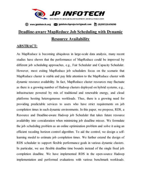 Deadline Aware Mapreduce Job Scheduling With Dynamic Resource