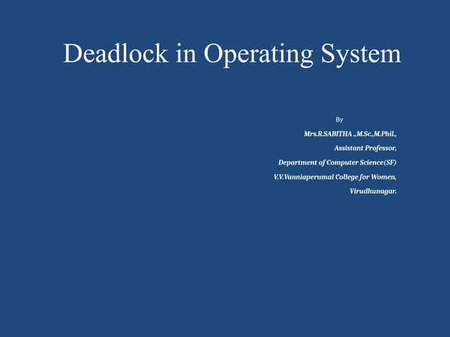 Deadlock In Operating Systemsystem Model Deadlock Characterization Ppt