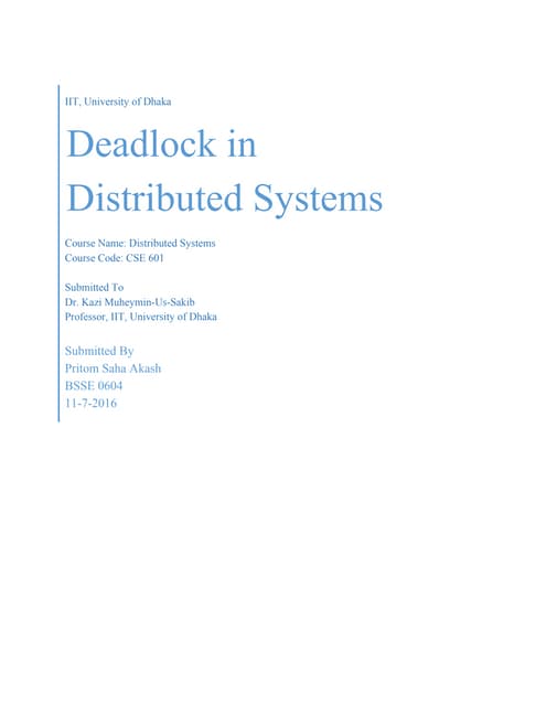 Deadlock in Distributed Systems | PDF Deadlock in Distributed Systems | PDF