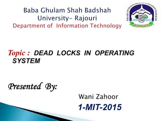 Deadlocks In Operating System Ppt 9561