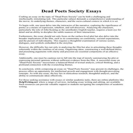Dead Poets Society Essays | PDF