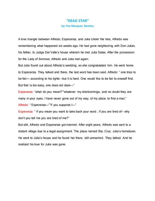PHILIPPINE LITERATURE- "Deads star" | DOCX