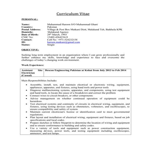 CV Muhammad Haroon 1 | DOC